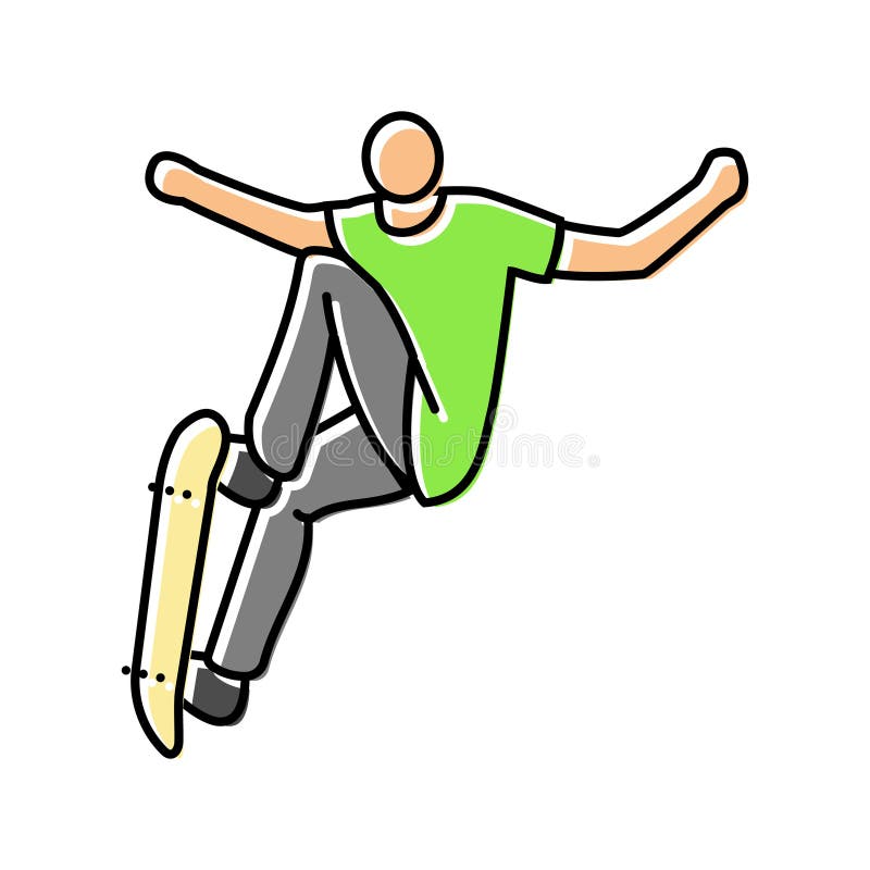 Skateboard Tricks Color Icon Vector Illustration Stock Illustration ...