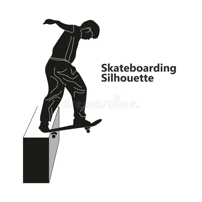 Skateboard Vector Silhouette Line Art Stock Vector - Illustration of ...