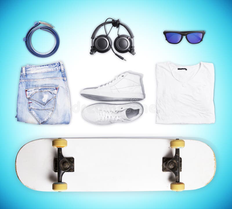 Skateboard and Wear and Accessories Stock Image - Image of collection ...