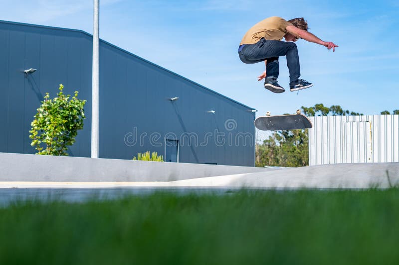 Skateboarder Doing a Flip Trick Stock Image - Image of outdoor ...