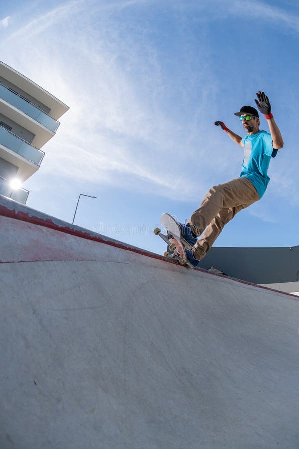 Skateboarder Doing Frontside Five-o Grind Trick Stock Image - Image of ...