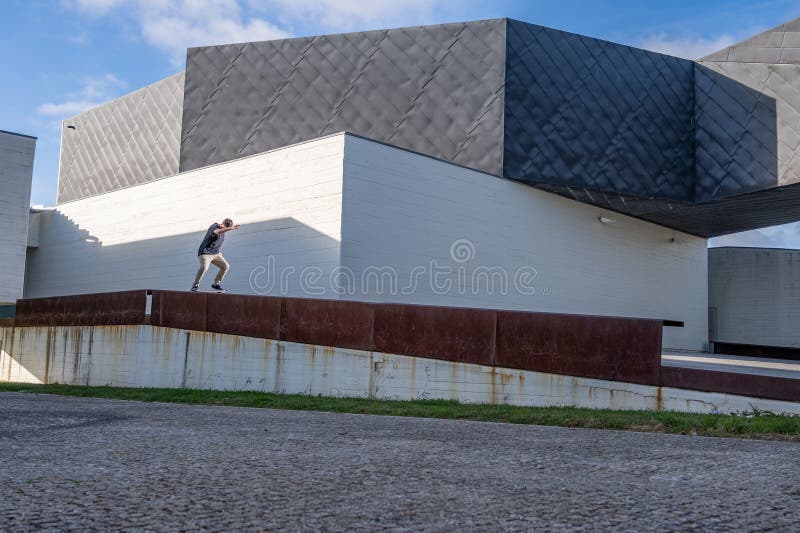 Skateboarder Doing a Nose Slide Trick Stock Image - Image of skateboard ...
