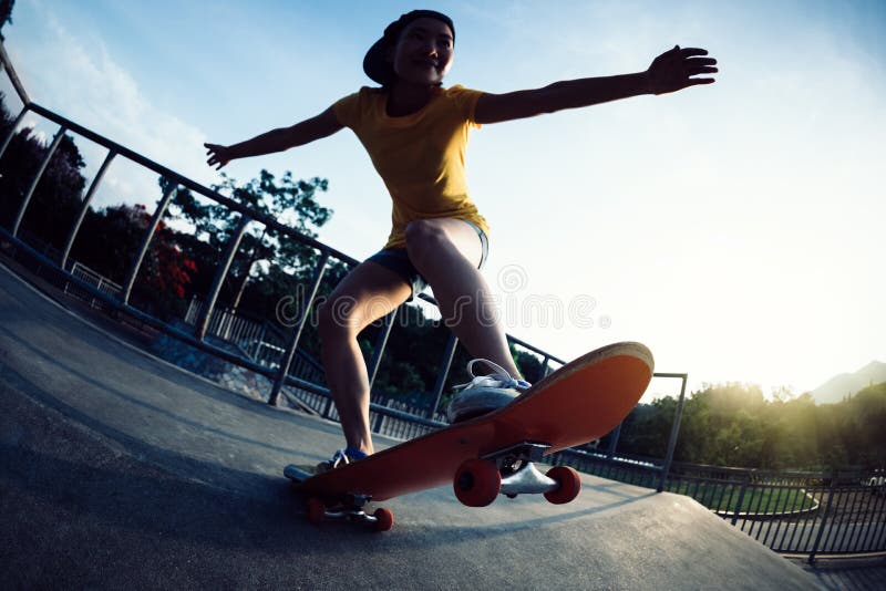 Skateboarding on Skatepark Ramp Stock Image - Image of skateboarding ...