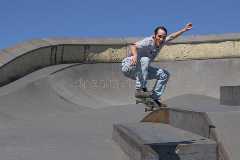Skateboarder Jumping Towards the Camera Stock Photo - Image of extreme ...