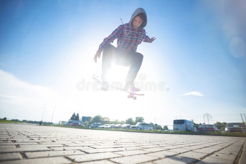Man Does Trick on Skateboard Stock Image - Image of freestyle, event ...
