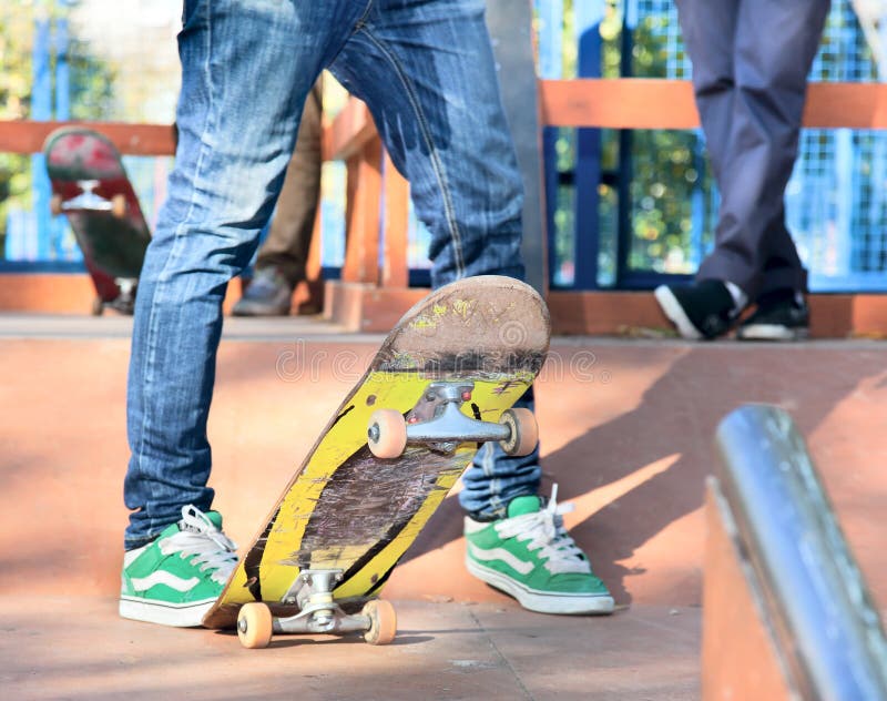 Skateboarder To Jump the Railing Stock Image - Image of recreation ...