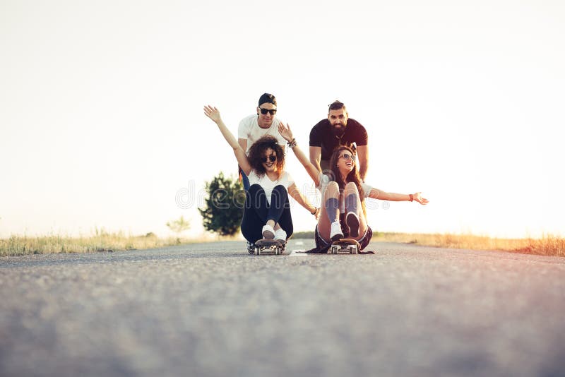 Skateboarding Friends Having Fun Stock Image - Image of fashion, casual ...
