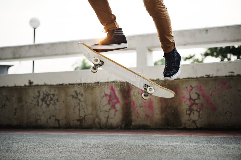 Skateboarding Practice Freestyle Extreme Sports Concept Stock Photo ...