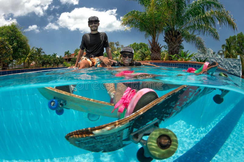 Skateboarding in a pool stock photo. Image of trick, skateboard - 5546058