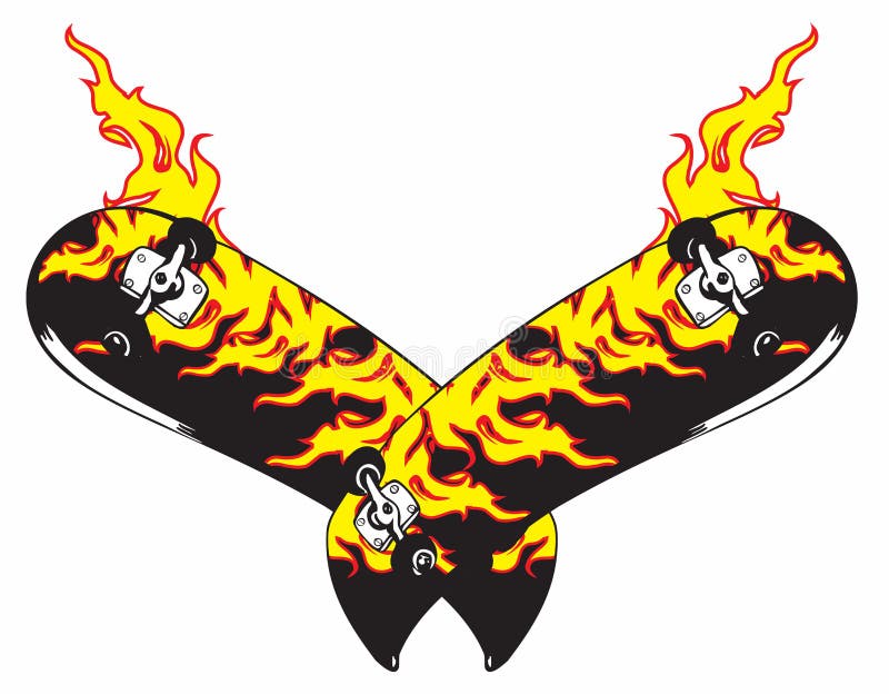 Skateboards on Fire. Set of Skateboard Labels and Elements. Vector ...