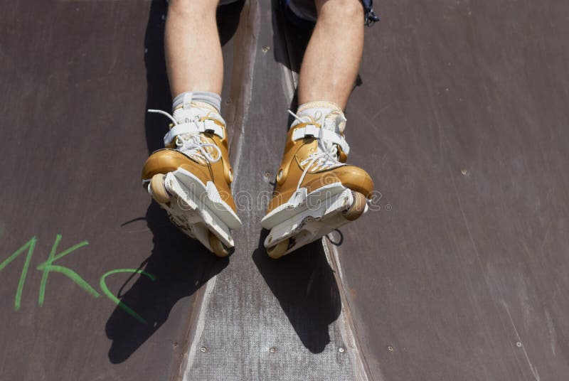 Skater in Aggressive Rollerblades in a Skatepark Stock Image - Image of ...