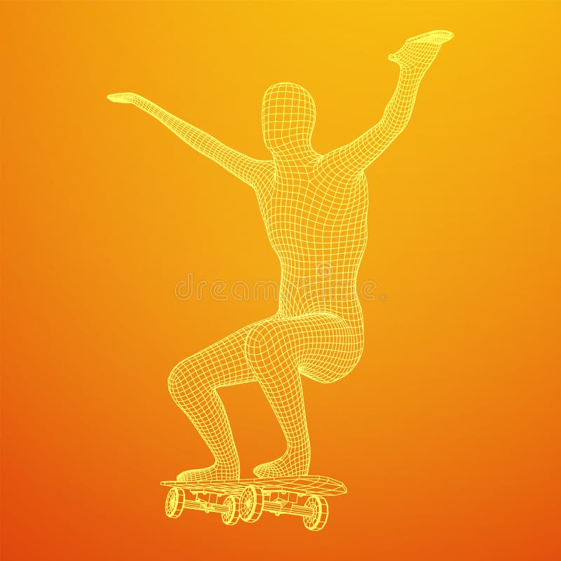 Skater Doing Jumping Trick on Skateboard Stock Vector - Illustration of ...