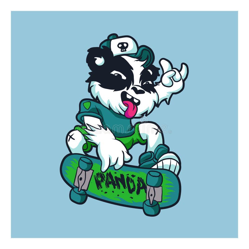 Skater panda cartoon stock vector. Illustration of skateboarding - 72090657