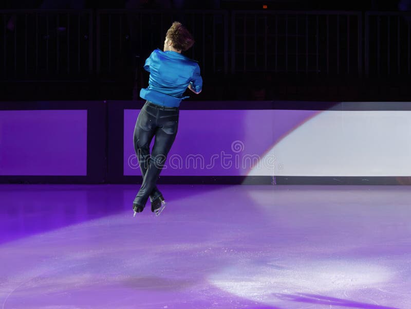 Skater Performing a Jump and Artistic and Technical Performance on the ...