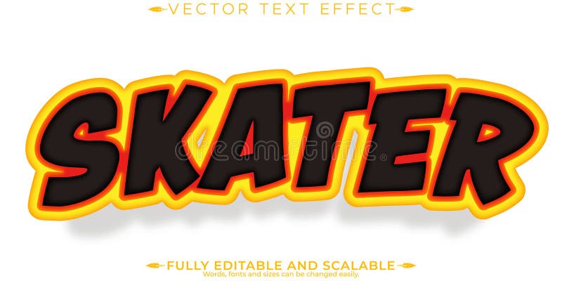 Skater Text Effect, Editable Flamer and Fire Text Style Stock Vector ...