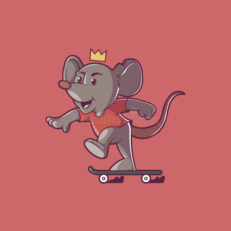 A Skating Mouse Character Riding a Skateboard Vector Illustration ...