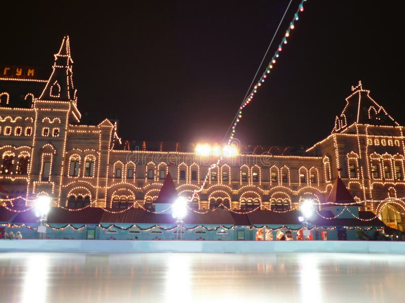Skating-rink on Red Square in Moscow at Night Editorial Image - Image ...