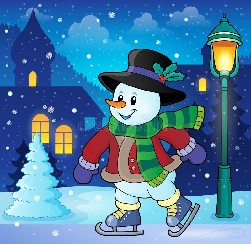 Skating Snowman Theme Image 3 Stock Vector - Illustration of happy ...