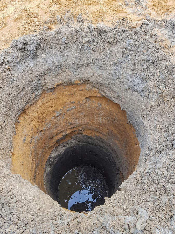 Deep Pit in the Ground. Water Well Drilling, Dig a Well for Water ...