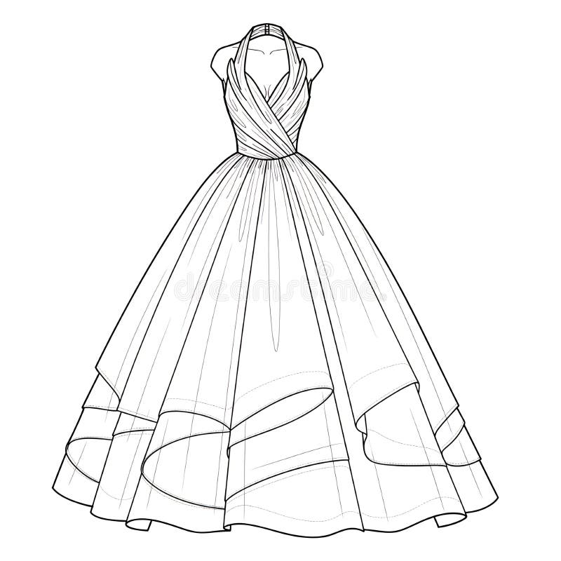 Skecth dress drawing stock illustration. Illustration of font - 392593858