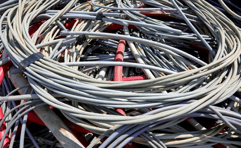 Discarded Copper Electrical Cable in the Landfill for the Separa Stock ...