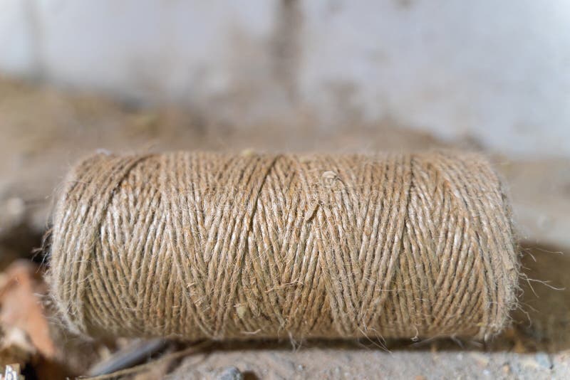A Skein of Jute Thread Close-up Lies on the Floor Stock Image - Image ...