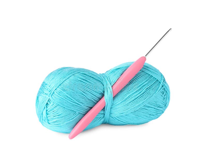 Skein Light Blue Yarn Crochet Hook Isolated White Stock Photos - Free ...