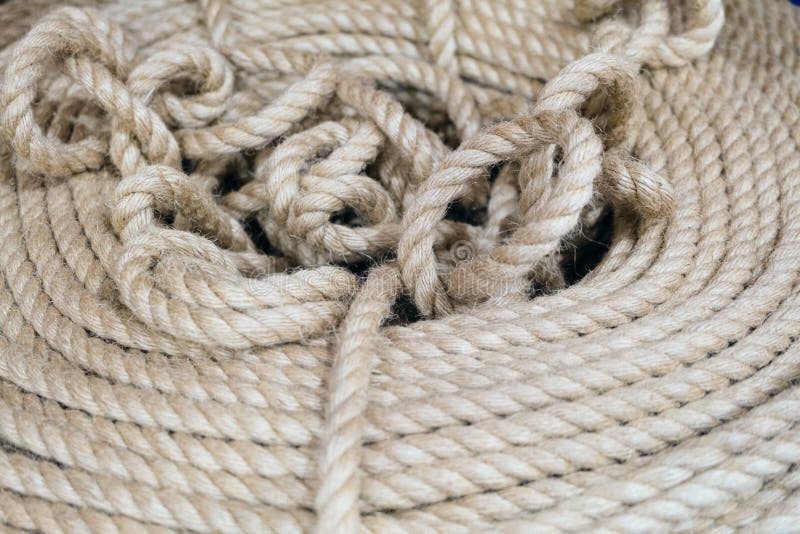 Skein of long linen rope stock image. Image of embroiled - 197248951