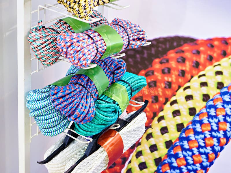 Skeins of Colored Ropes and Cords in Store Stock Photo - Image of group ...