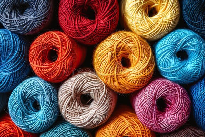 Skeins of Colored Thread. Top View. Generated by Artificial ...