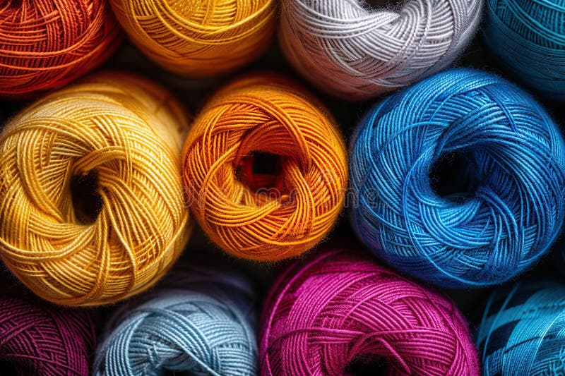 Skeins of Colored Thread. Top View. Generated by Artificial ...