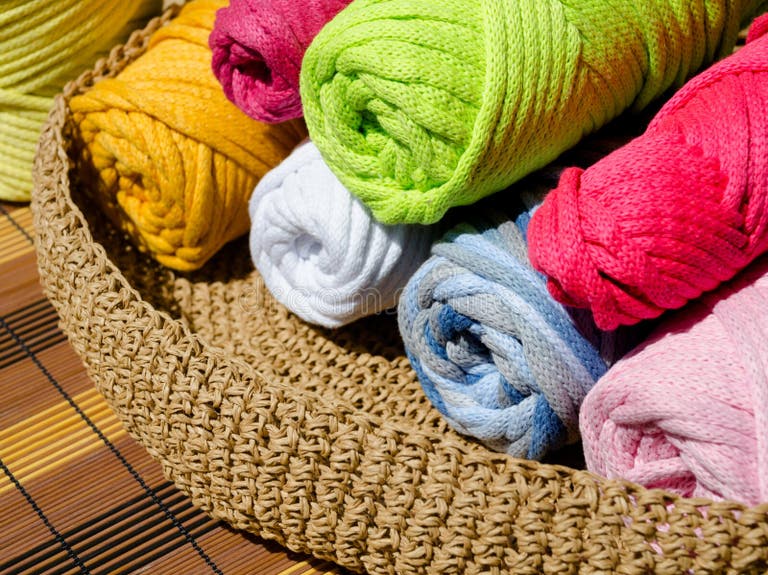 Skeins of Multi-colored Cords for Weaving with Macrame Technique Stock ...
