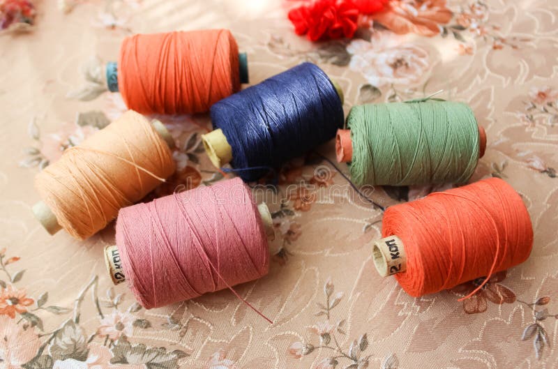 Skeins of sewing threads stock image. Image of handicraft - 69187405