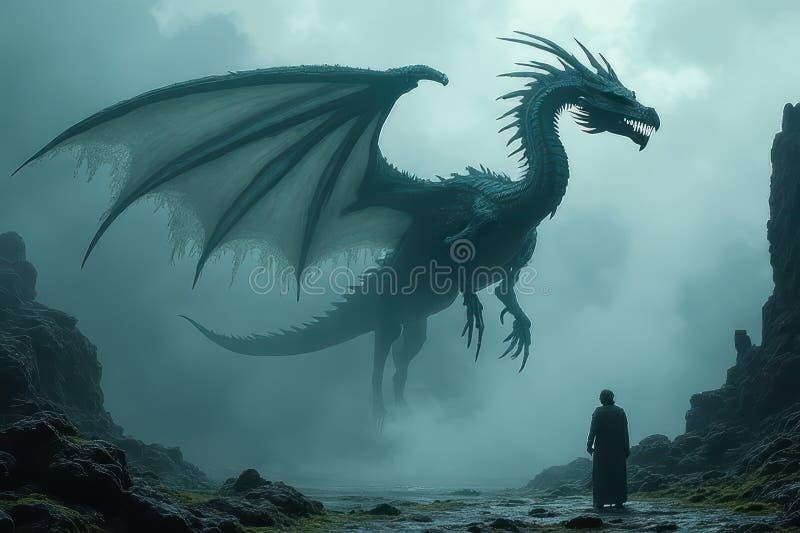 Skeletal Dragon Wraith in a Mystical Setting Stock Illustration ...
