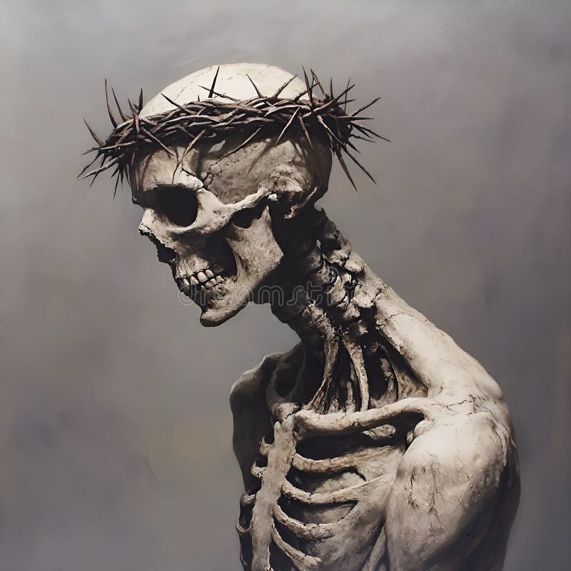 A Skeletal Figure Who Wears a Crown of Thorns Stock Illustration ...