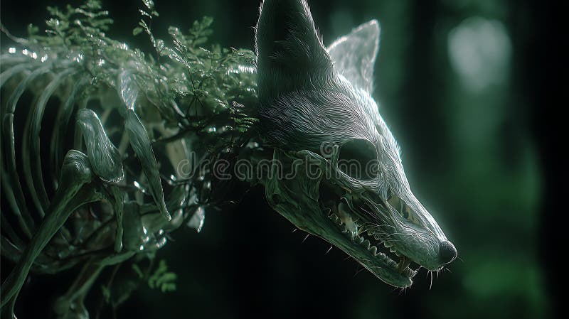 A Skeletal Figure of a Wolf-like Creature in a Forest Setting. the ...