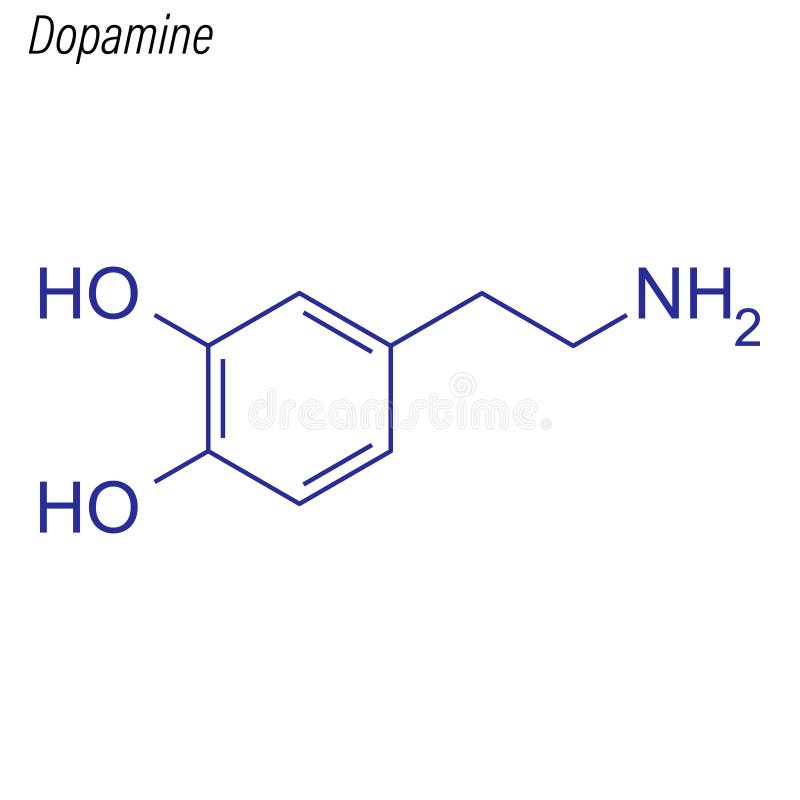 Vector Skeletal Formula of Dopamine. Drug Chemical Molecule Stock ...