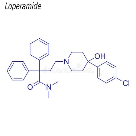 Vector Skeletal Formula of Loperamide. Drug Chemical Molecule Stock ...