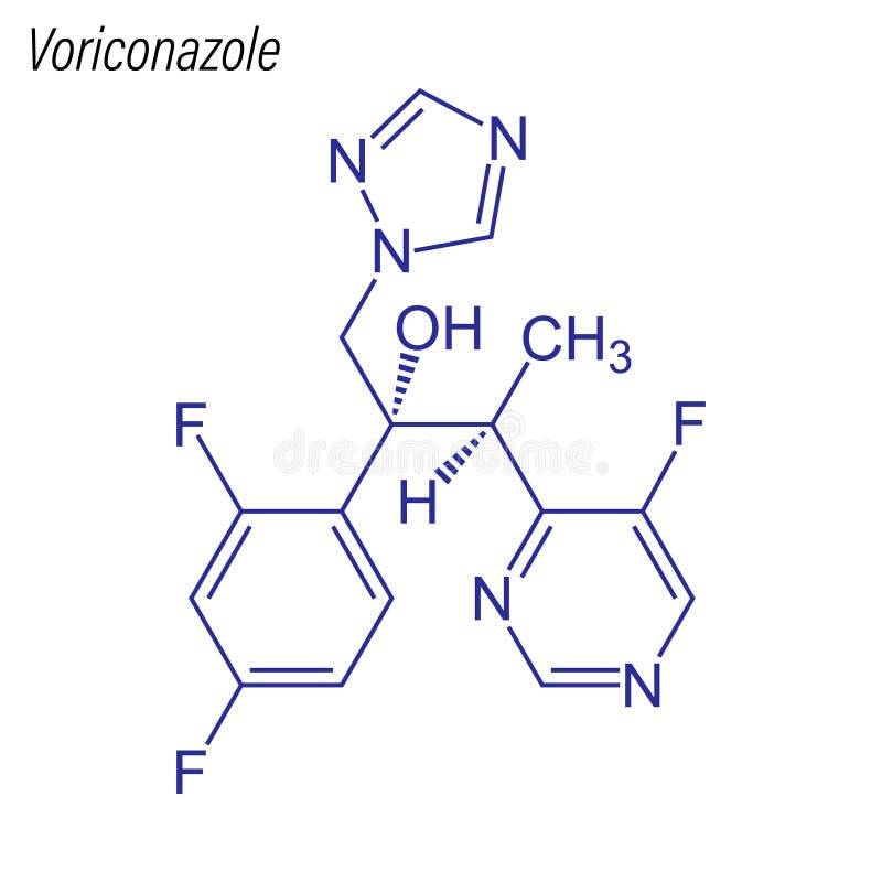 Voriconazole Antifungal Drug Molecule Triazole Class. Atoms are ...