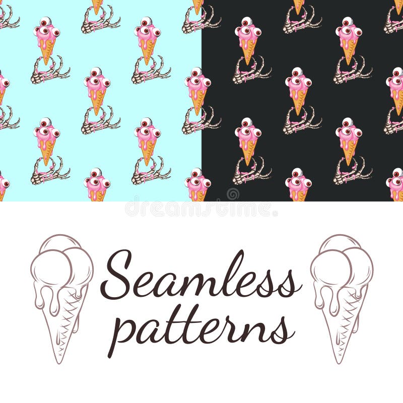 Skeletal Hand and Ice Cream. Eyeballs in Ice Cream. Stock Vector ...