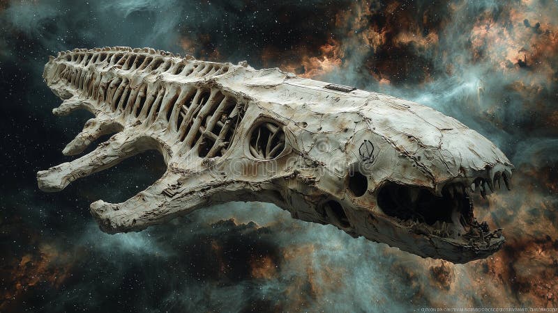 Skeletal Spaceship Drifting in Deep Space Stock Illustration ...