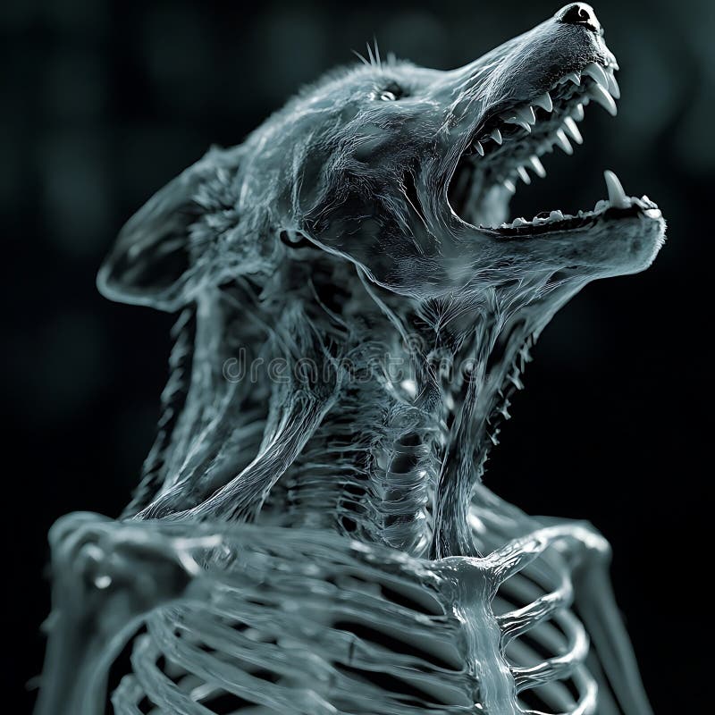 Skeletal Structure of a Wolf, White Isolate Background Stock ...