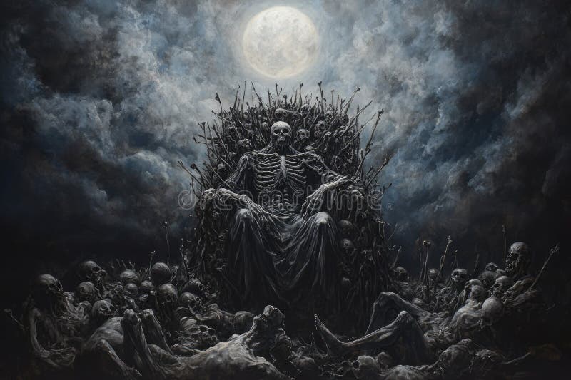 Skeletal Throne Under Moonlit Night. Artificial Intelligence Image ...