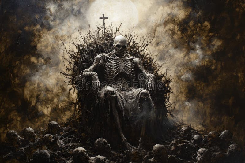 Skeletal Throne Under Moonlit Night. Artificial Intelligence Image ...