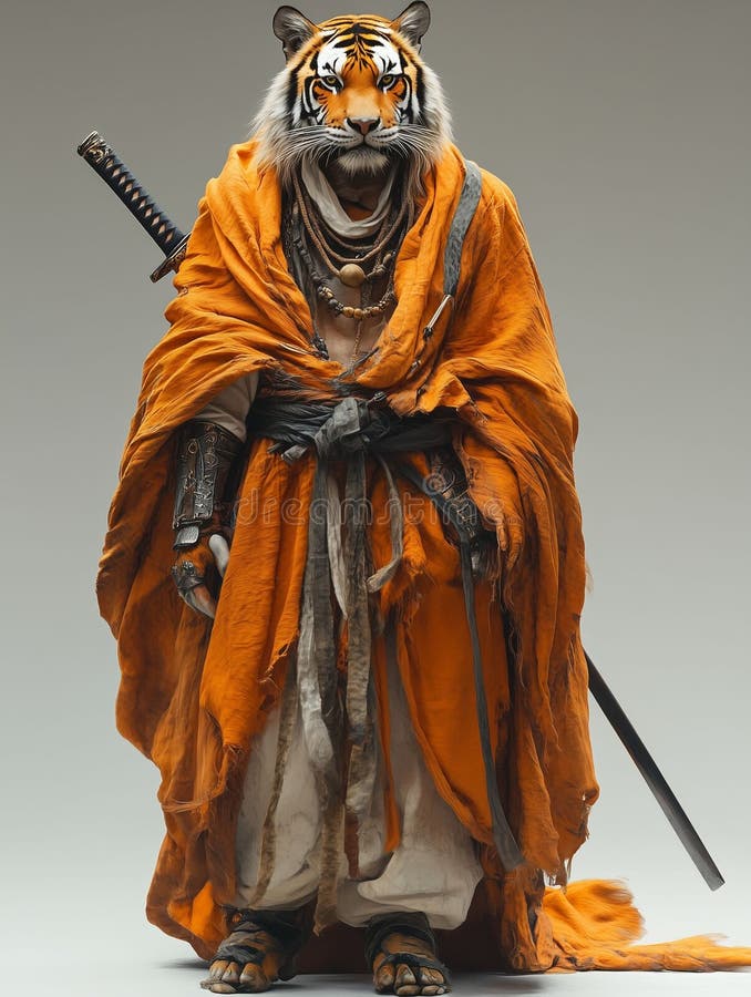 Skeletal Tiger Monk with Steel Armor Stock Illustration - Illustration ...