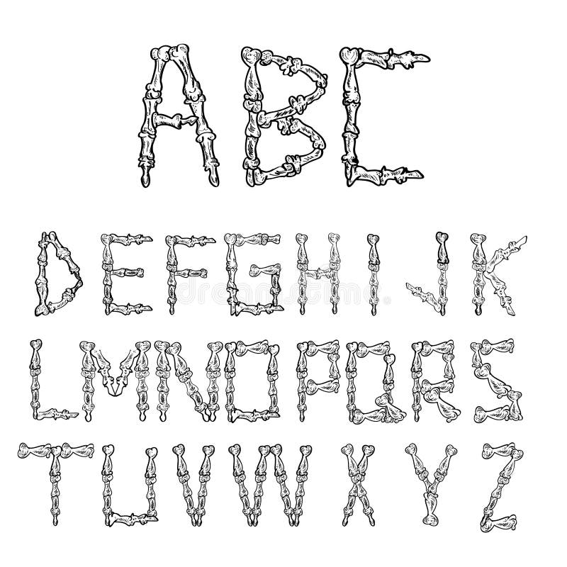 Skeleton Alphabet IL stock abbildung. Illustration von gespenstisch ...