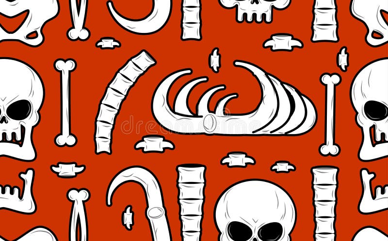 Bones Seamless Pattern. Skeleton Background. Skull Ornament Stock ... Bones Seamless Pattern. Skeleton Background. Skull Ornament Stock ...