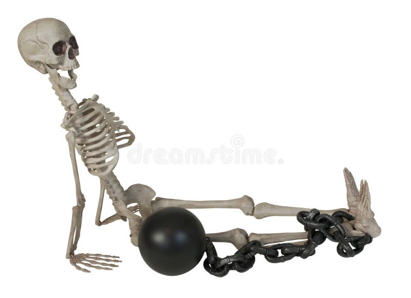 Skeleton with Ball and Chain Stock Photo - Image of large, hamper: 88307428