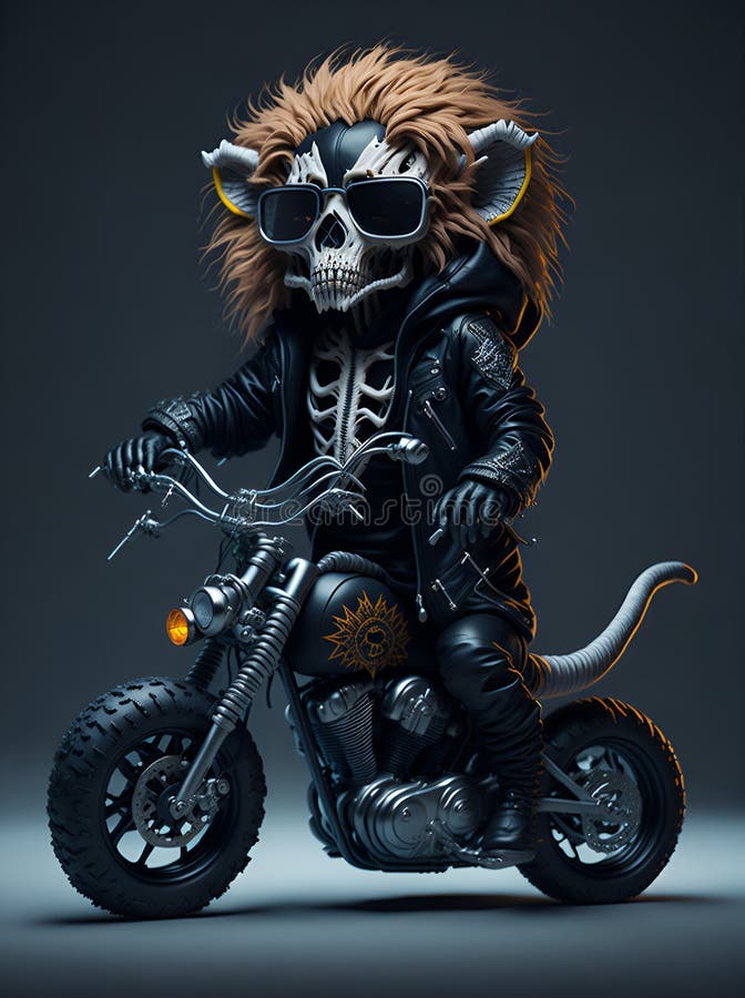 Skeleton Biker on a Motorcycle. AI Generated Stock Illustration ...