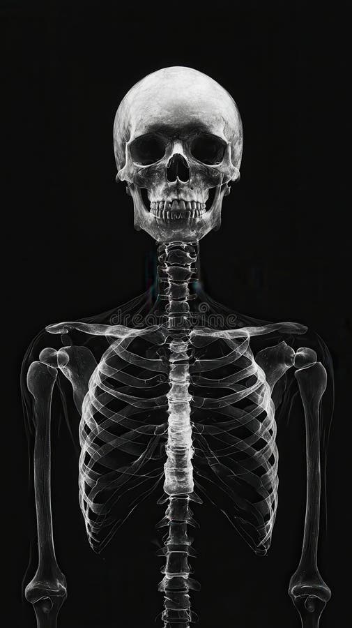 Skeleton on a Black Background with Intricate Details and Textures ...
